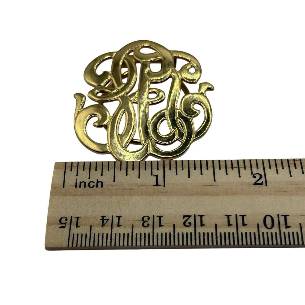 Accessories | Vintage Scarf Dress Clip Gold Tone Monogram Initials ...